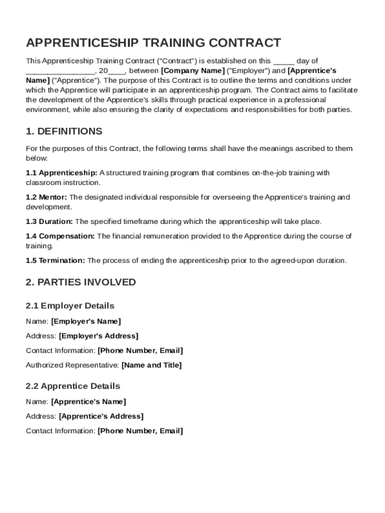 Apprenticeship Train Contract Template: Fill out & sign online | DocHub