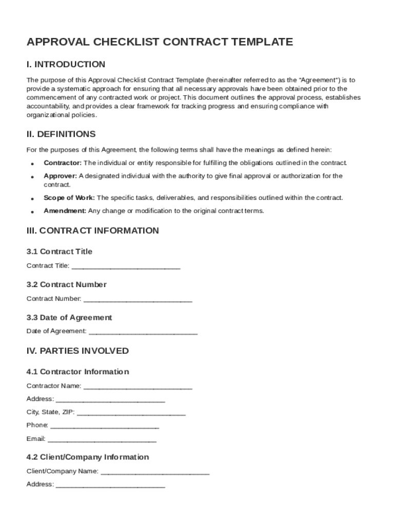 Approval Checklist Contract Template: Fill out & sign online | DocHub
