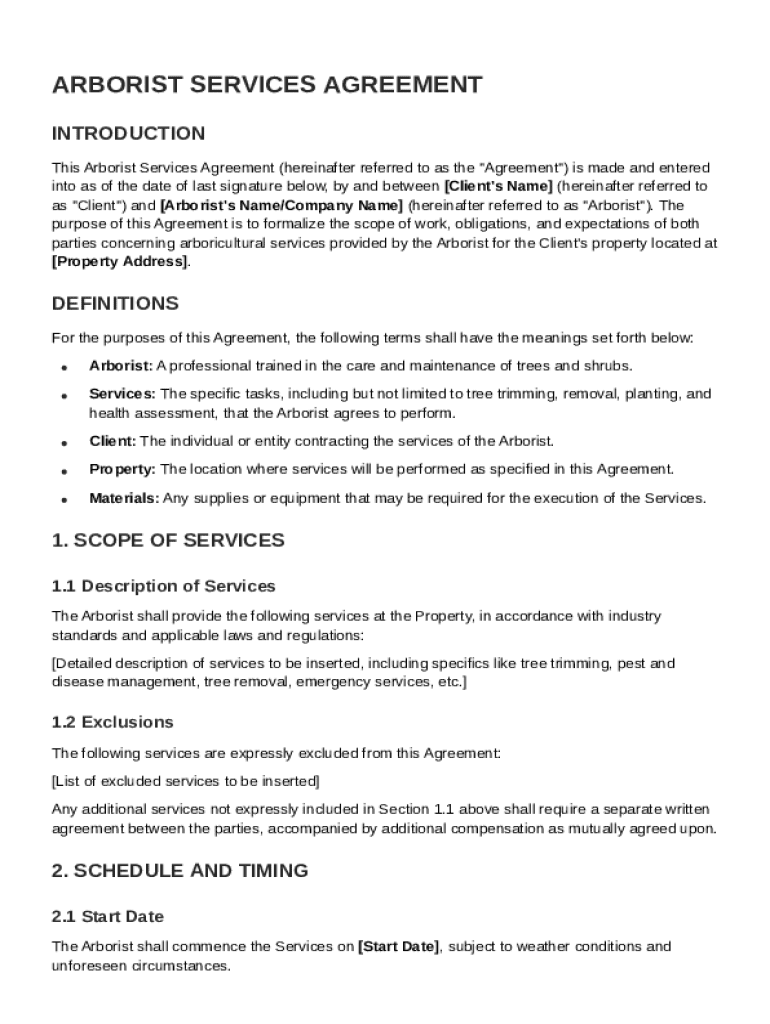 Fillable Online Arborist Contract Template Fax Email Print - pdfFiller
