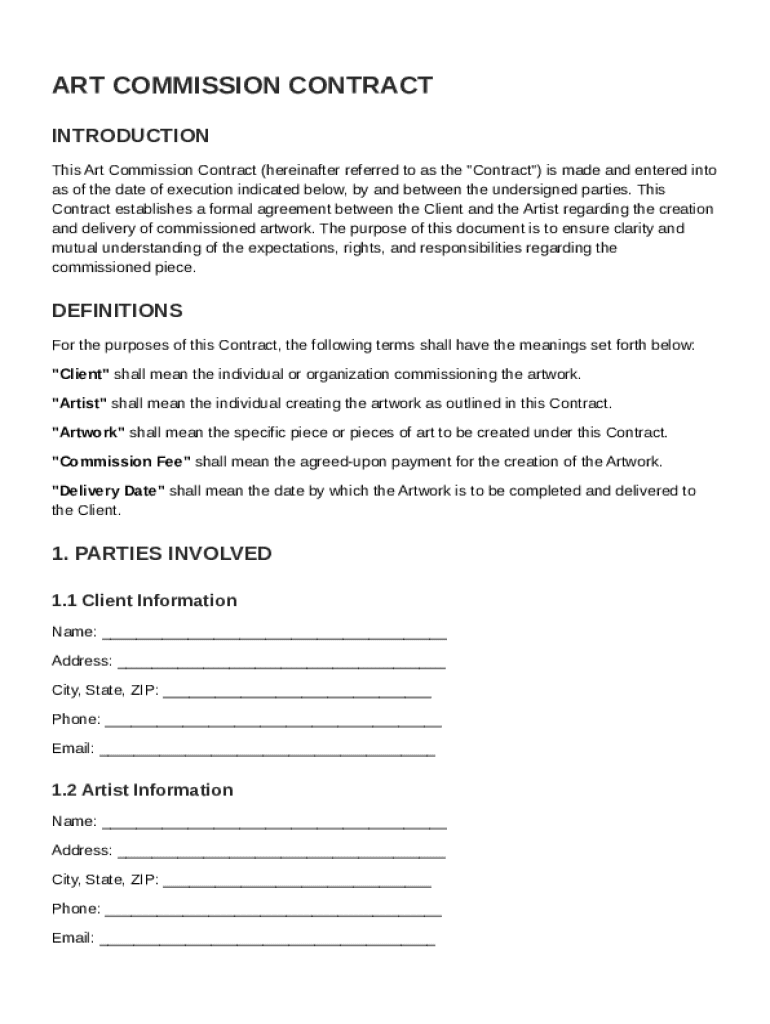 Art Commission Contract Template: Fill out & sign online | DocHub