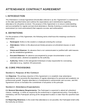 Attendance Contract Template - Fill and Sign Printable Template Online