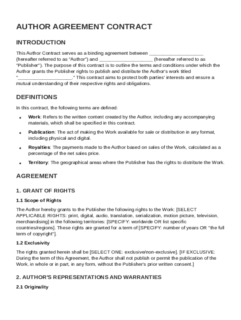 Author Contract Template: Fill out & sign online | DocHub