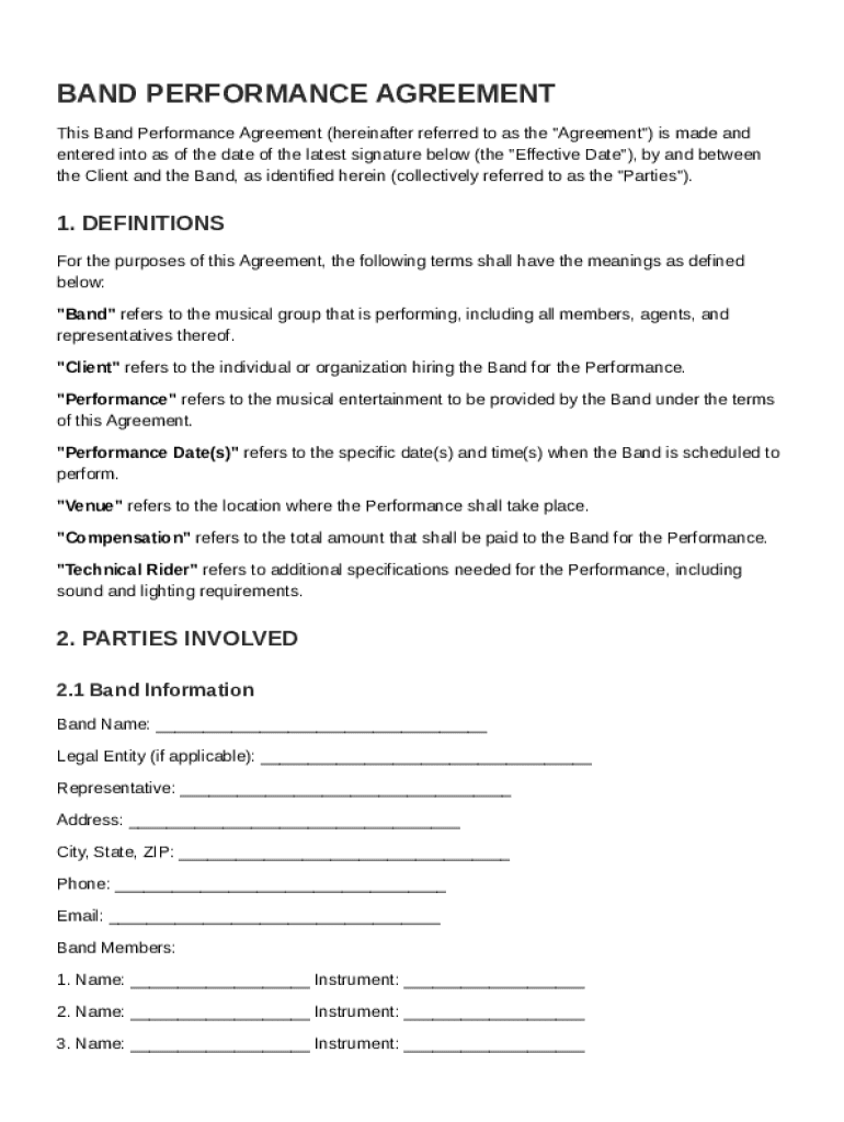 Band Contract Template: Fill out & sign online | DocHub
