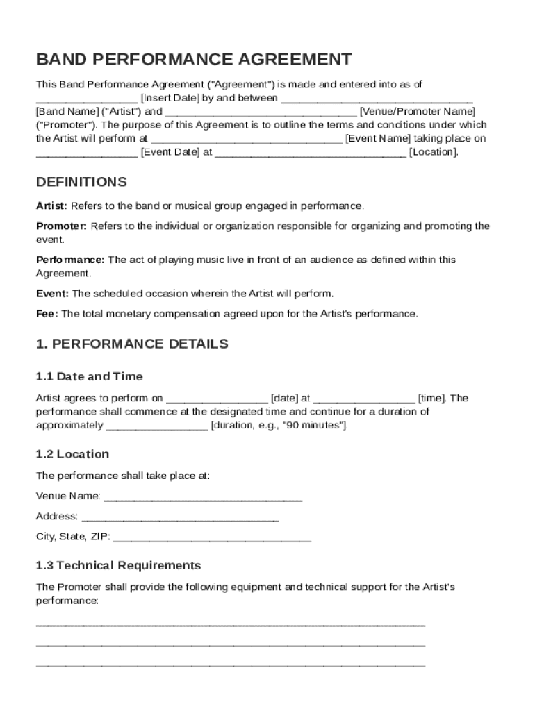 Band Performance Contract Template: Fill out & sign online | DocHub
