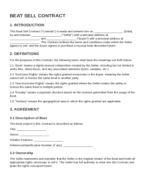 Beat Sell Contract Template Form - Fill Online, Printable, Fillable ...