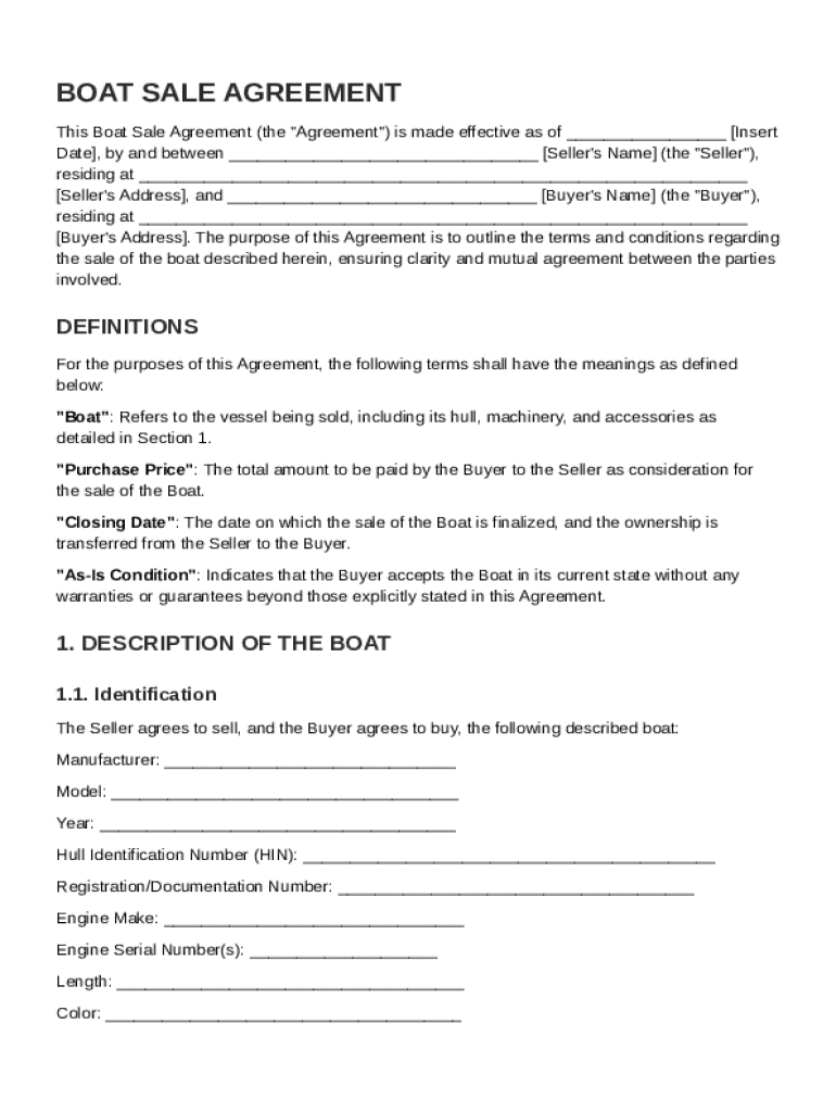 Boat Sale Contract Template: Fill out & sign online | DocHub