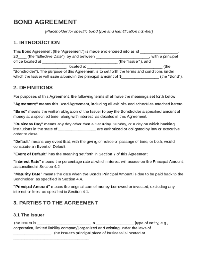 Bond Contract Template Form - Fill Online, Printable, Fillable, Blank ...