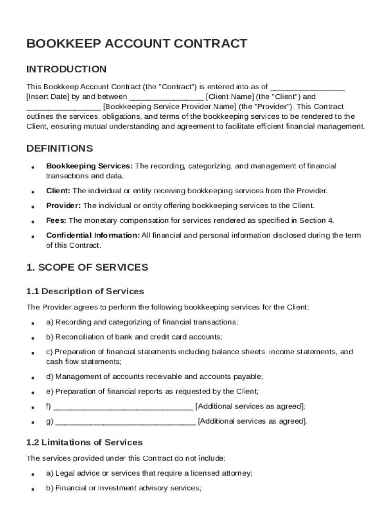 Bookkeep Account Contract Template: Fill out & sign online | DocHub