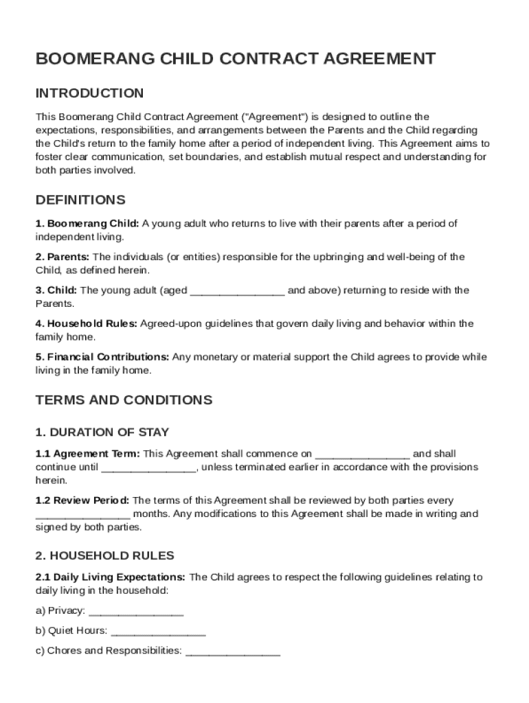 Boomerang Child Contract Template: Fill out & sign online | DocHub