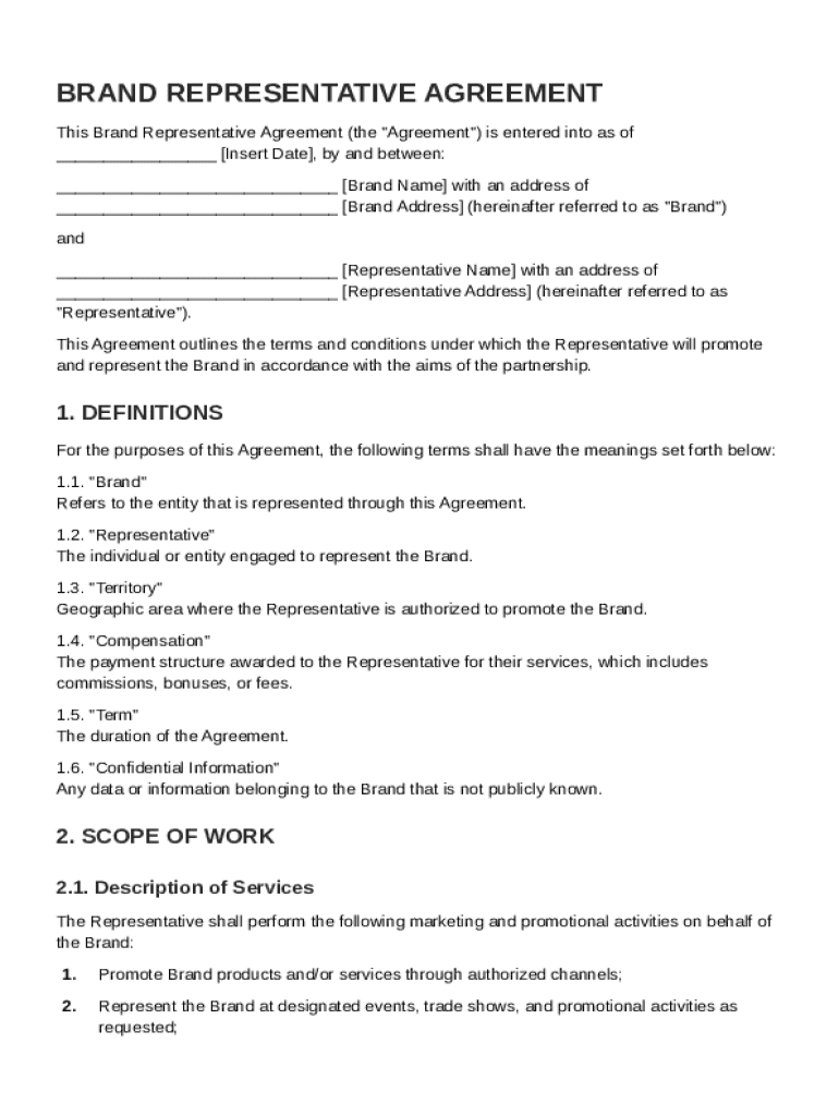 Brand Rep Contract Template: Fill out & sign online | DocHub