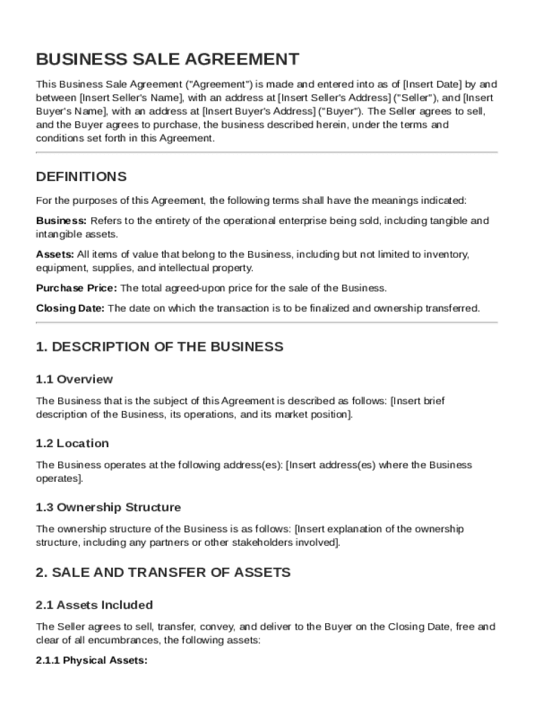 Business Sell Contract Template: Fill out & sign online | DocHub