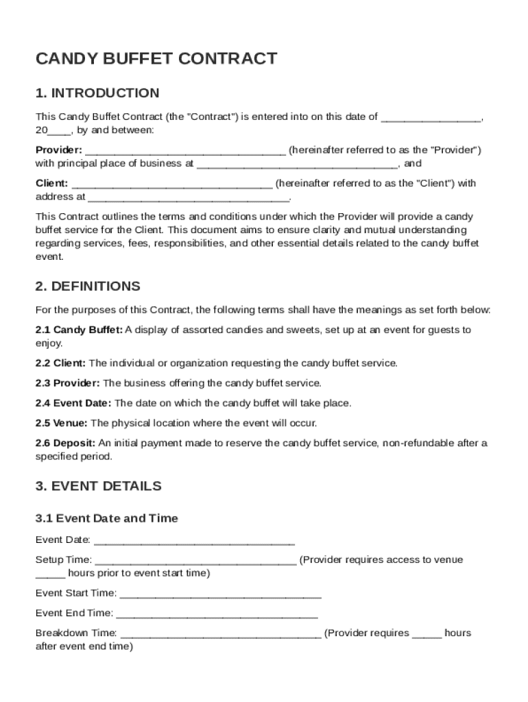 Candy Buffet Contract Template Form - Fill Online, Printable, Fillable ...
