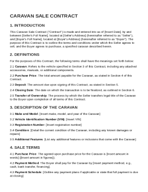 Caravan Sale Contract Template Form - Fill Online, Printable, Fillable ...
