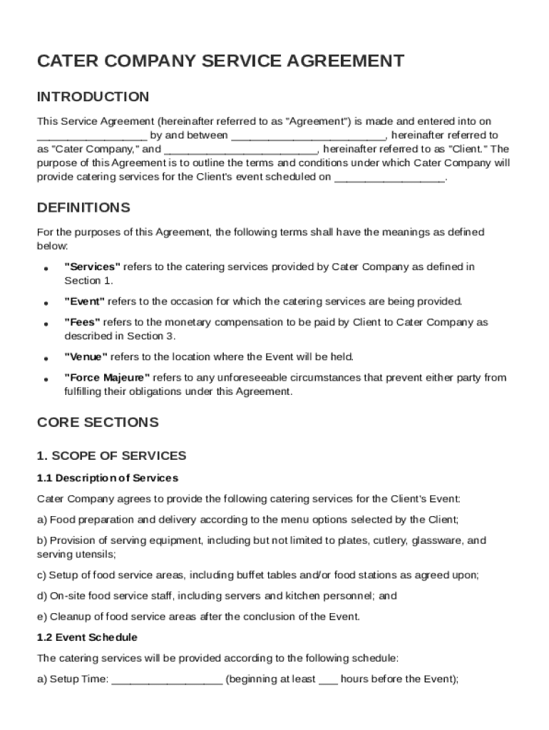 Cater Company Contract Template: Fill out & sign online | DocHub