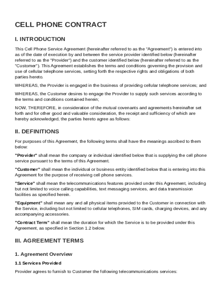 Cell Phone Contract Template: Fill out & sign online | DocHub