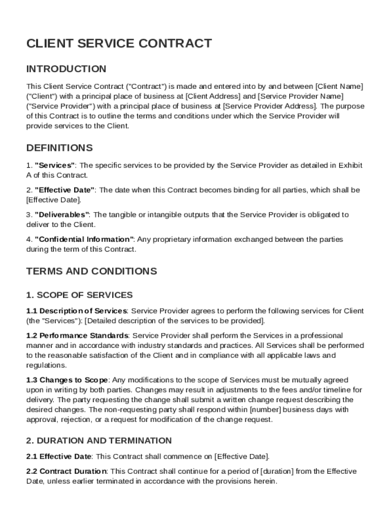 Client Service Contract Template Form - Fill Online, Printable ...