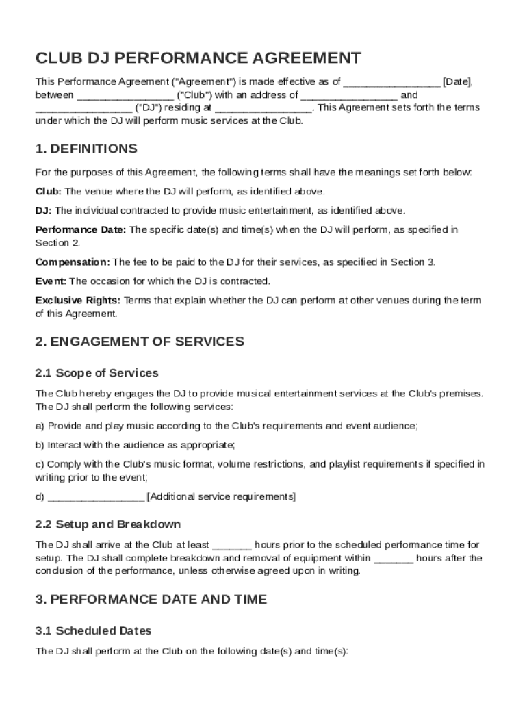 Club DJ Contract Template: Fill out & sign online | DocHub
