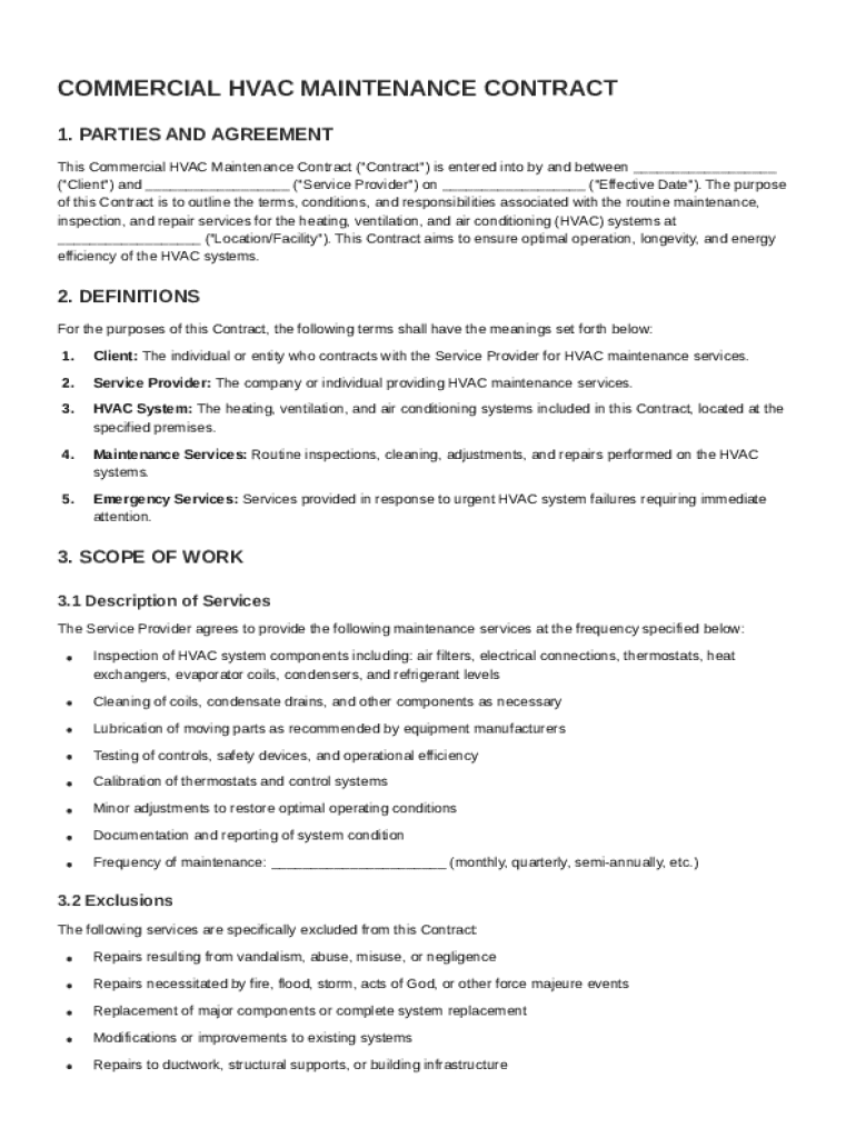 Commercial HVAC Maintenance Contract Template: Fill out & sign online ...