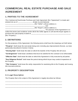 Commercial Real Estate Contract Template Form - Fill Online, Printable ...