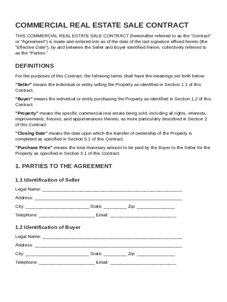 Commercial Real Estate Sale Contract Template: Fill out & sign online ...