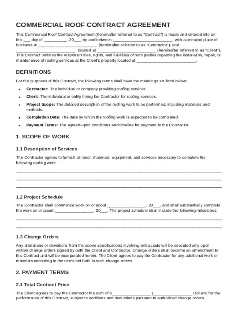 Commercial Roof Contract Template: Fill out & sign online | DocHub