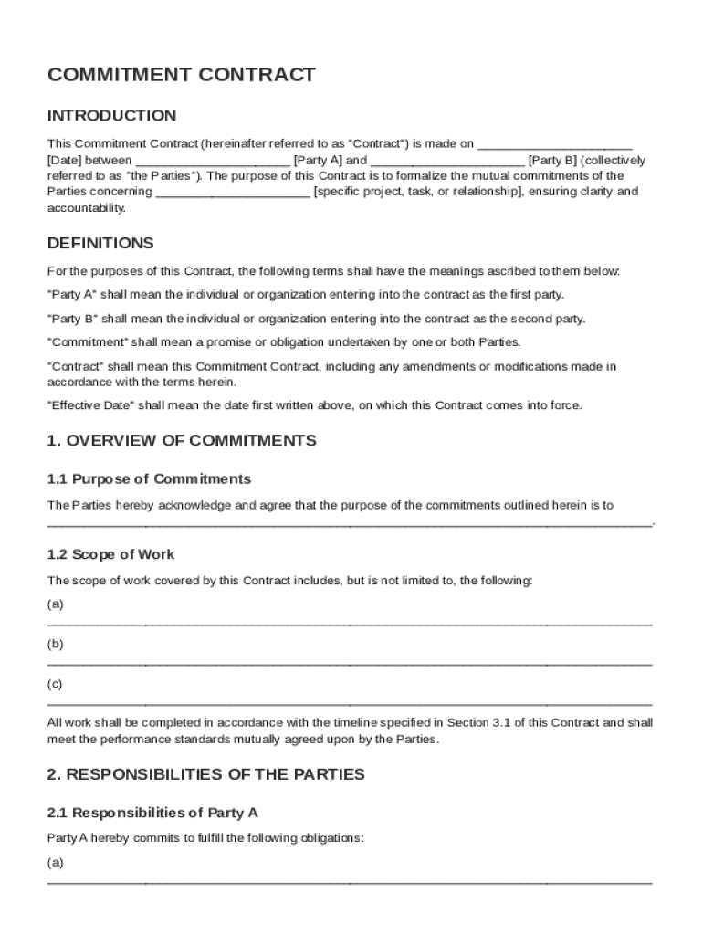 Commitment Contract Template: Fill out & sign online | DocHub