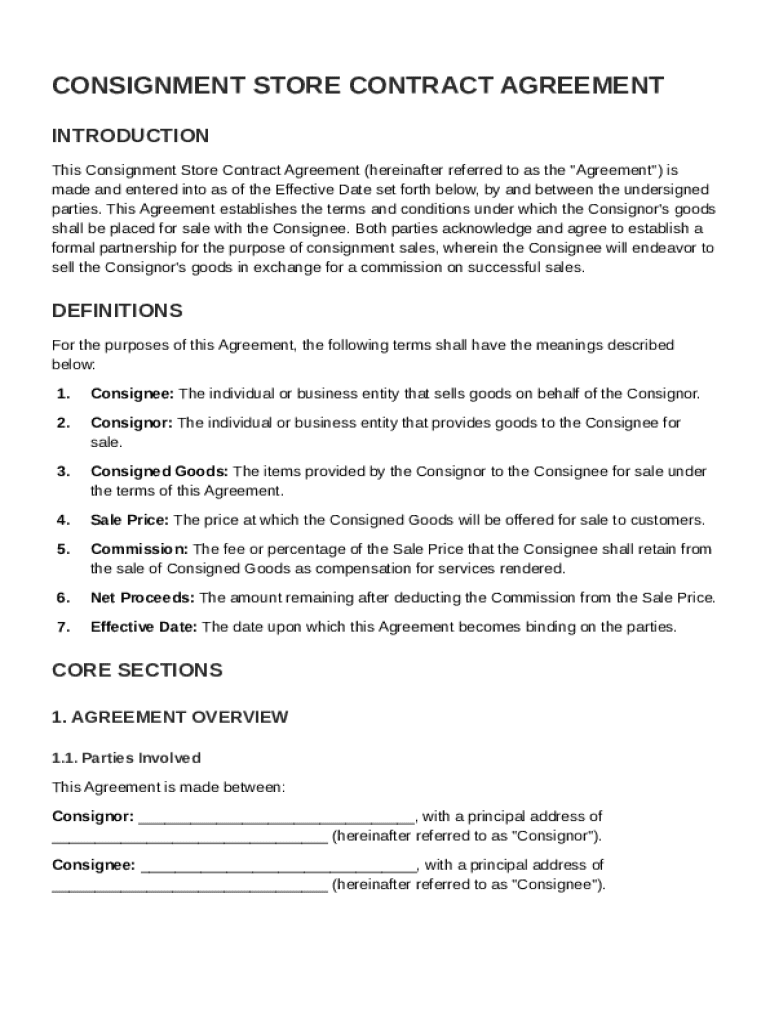 Consignment Store Contract Template: Fill out & sign online | DocHub
