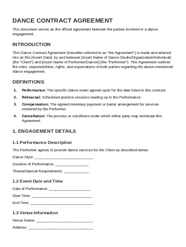 Dance Contract Template: Fill out & sign online | DocHub