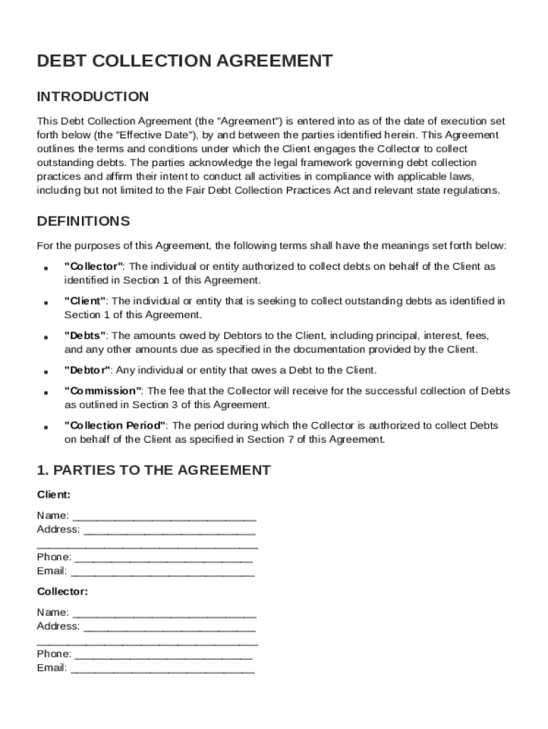 Debt Collection Contract Template: Fill out & sign online | DocHub