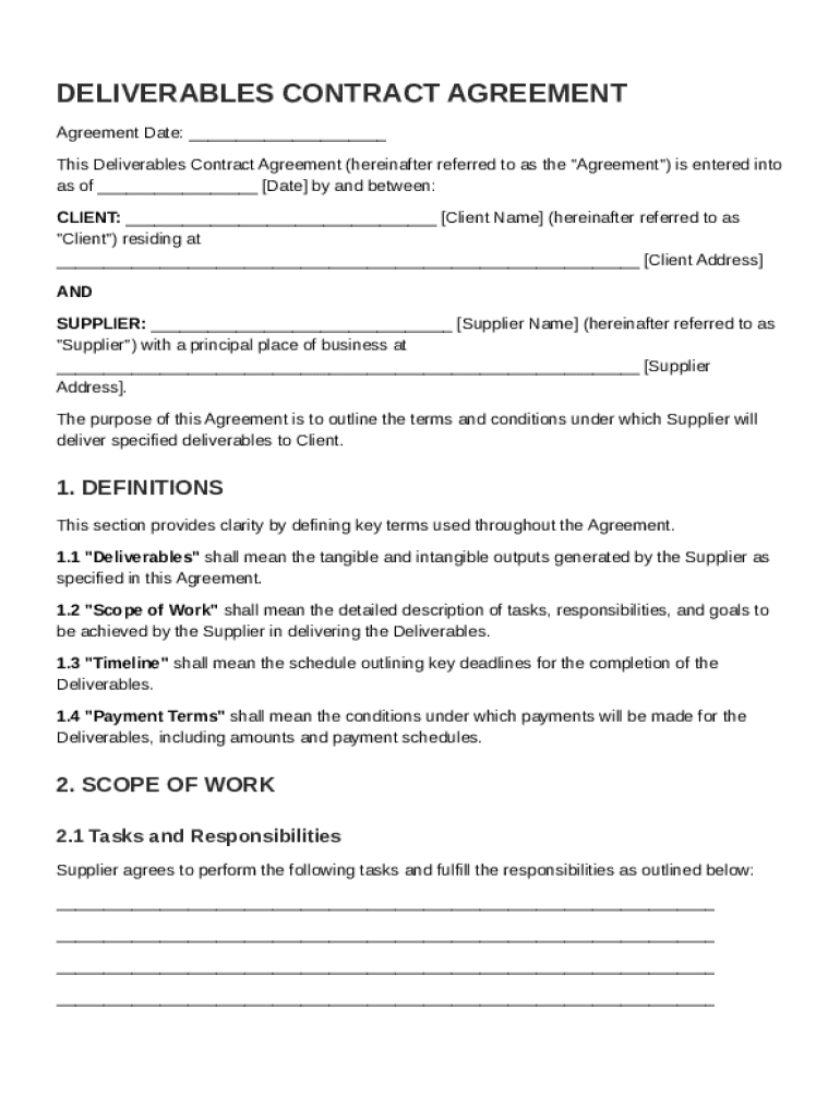 Deliverables Contract Template: Fill out & sign online | DocHub