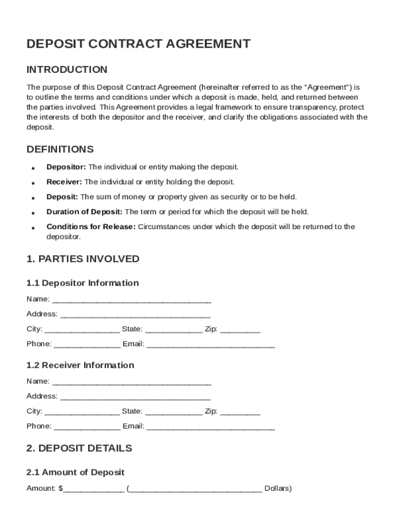 Deposit Contract Template: Fill out & sign online | DocHub