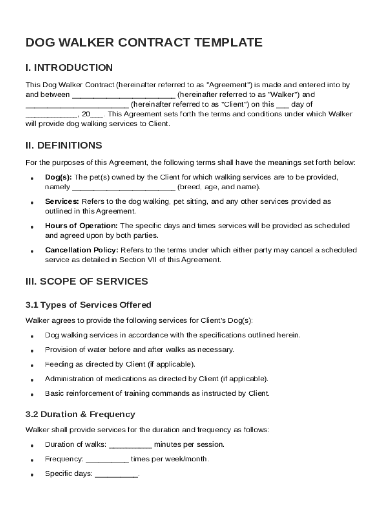 Dog Walker Contract Template: Fill out & sign online | DocHub