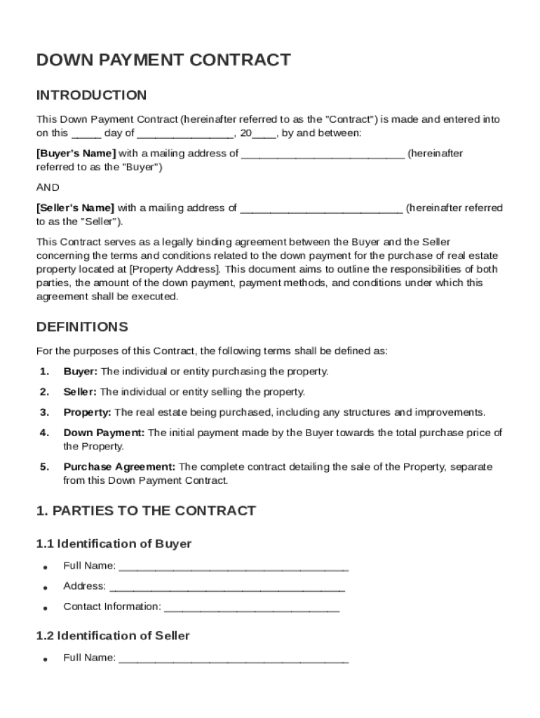 Down Payment Contract Template: Fill out & sign online | DocHub