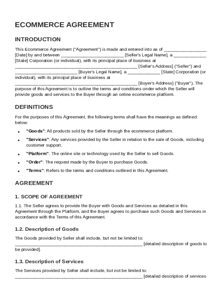 Ecommerce Contract Template Form - Fill Online, Printable, Fillable ...