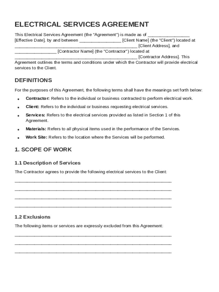 Electrical Contract Template: Fill out & sign online | DocHub