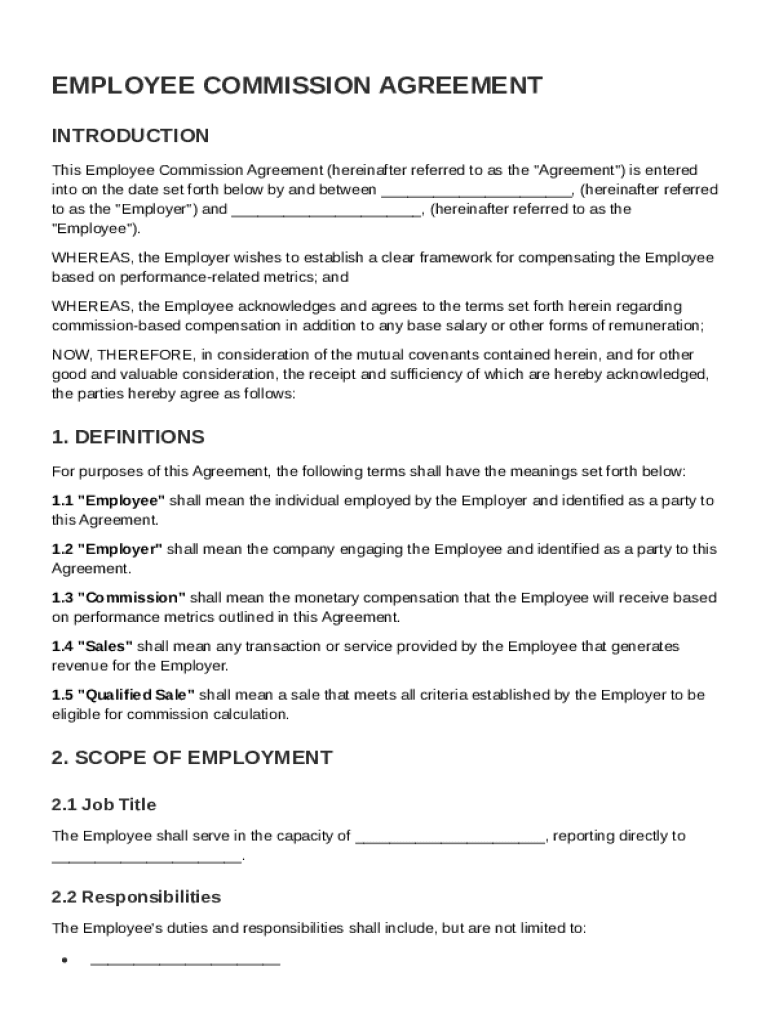 Employee Commission Contract Template: Fill out & sign online | DocHub