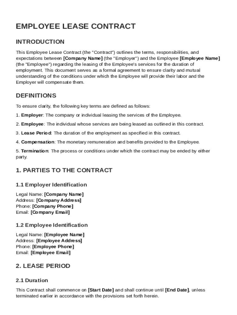 Employee Lease Contract Template: Fill out & sign online | DocHub