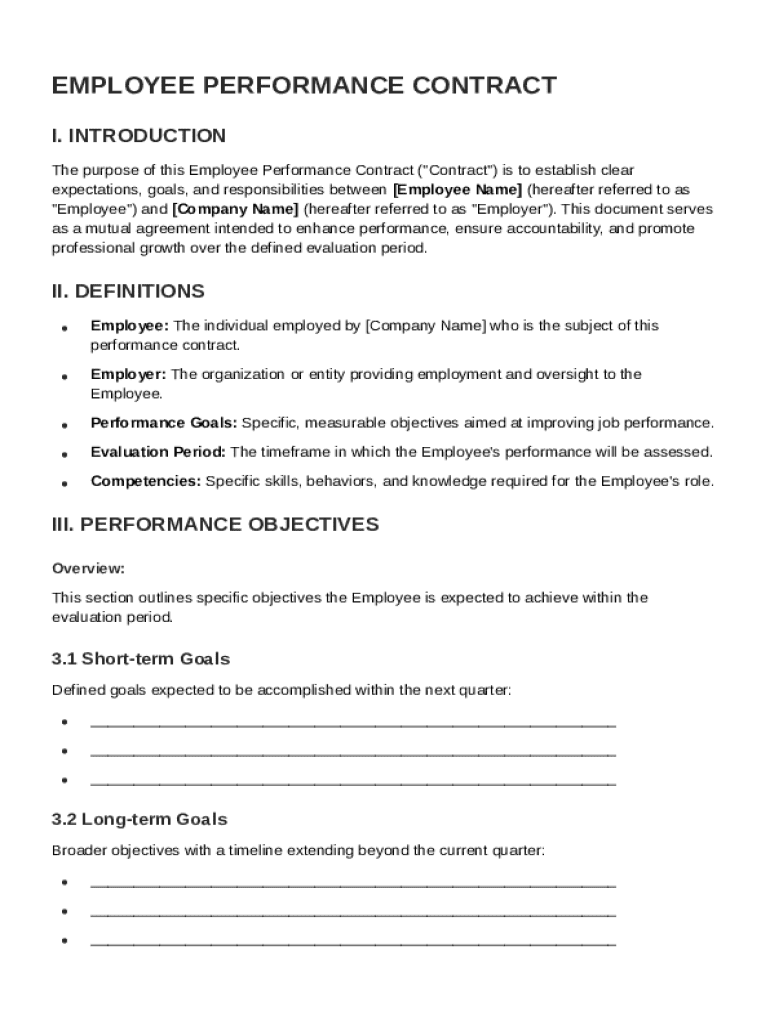 Employee Performance Contract Template: Fill out & sign online | DocHub