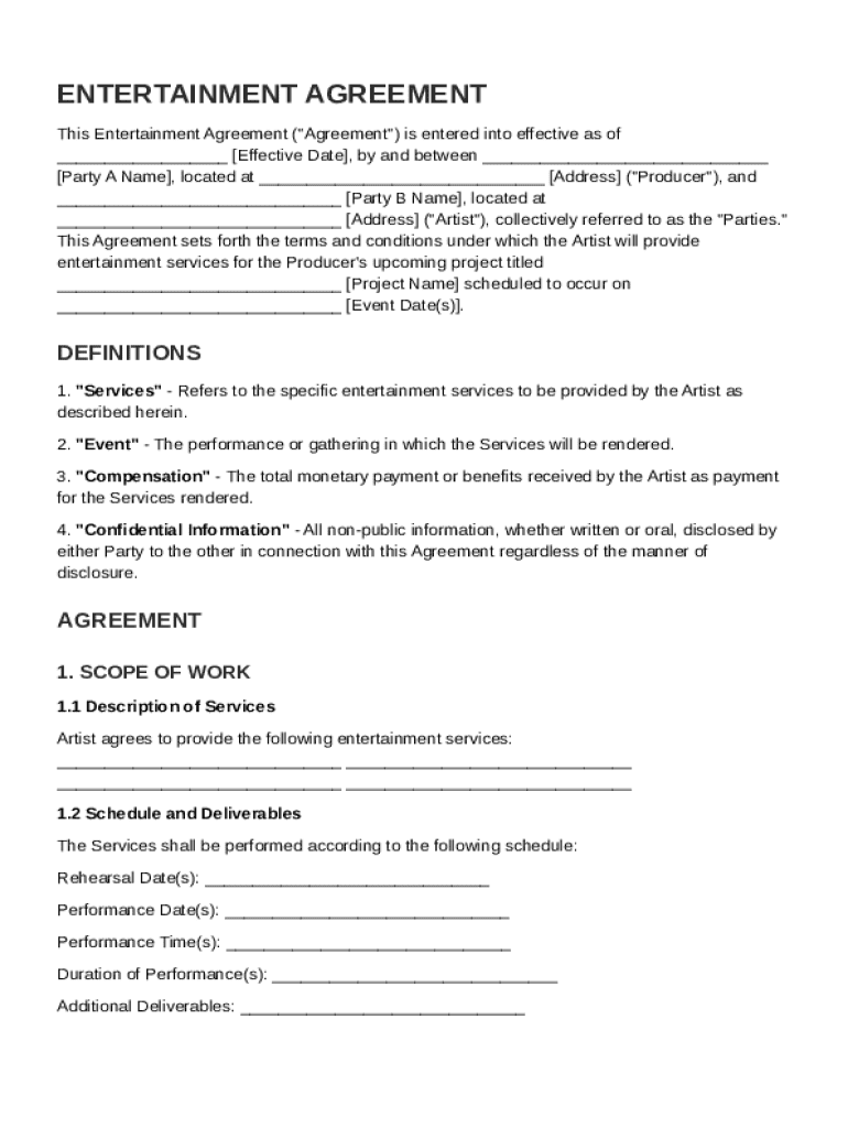 Entertainment Contract Template: Fill out & sign online | DocHub