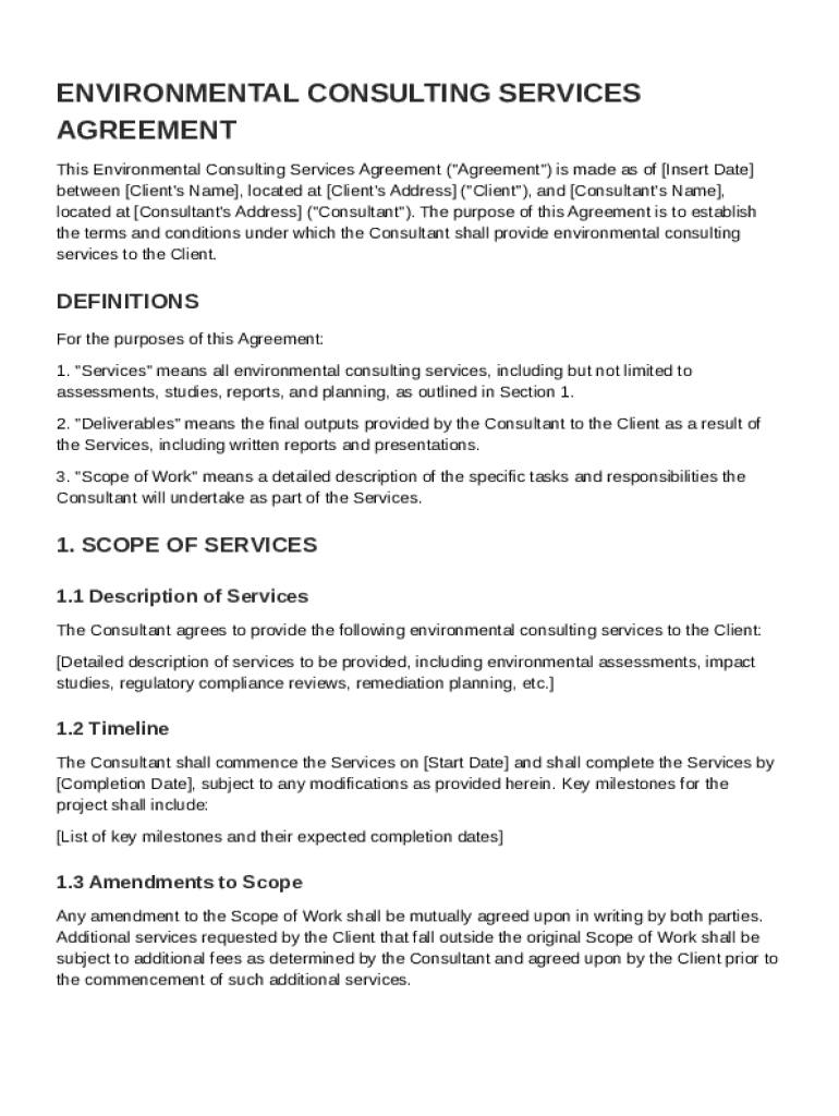 Environmental Consult Contract Template Form - Fill Online, Printable ...