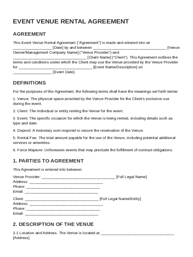 Event Venue Contract Template: Fill out & sign online | DocHub