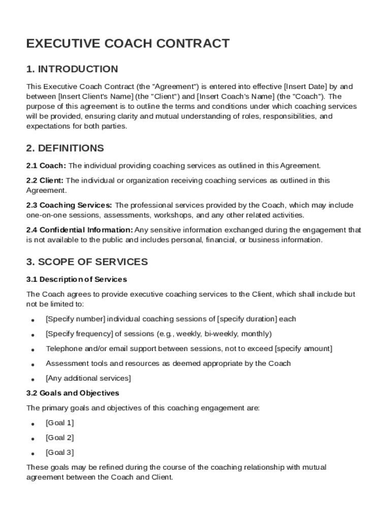 Executive Coach Contract Template: Fill out & sign online | DocHub