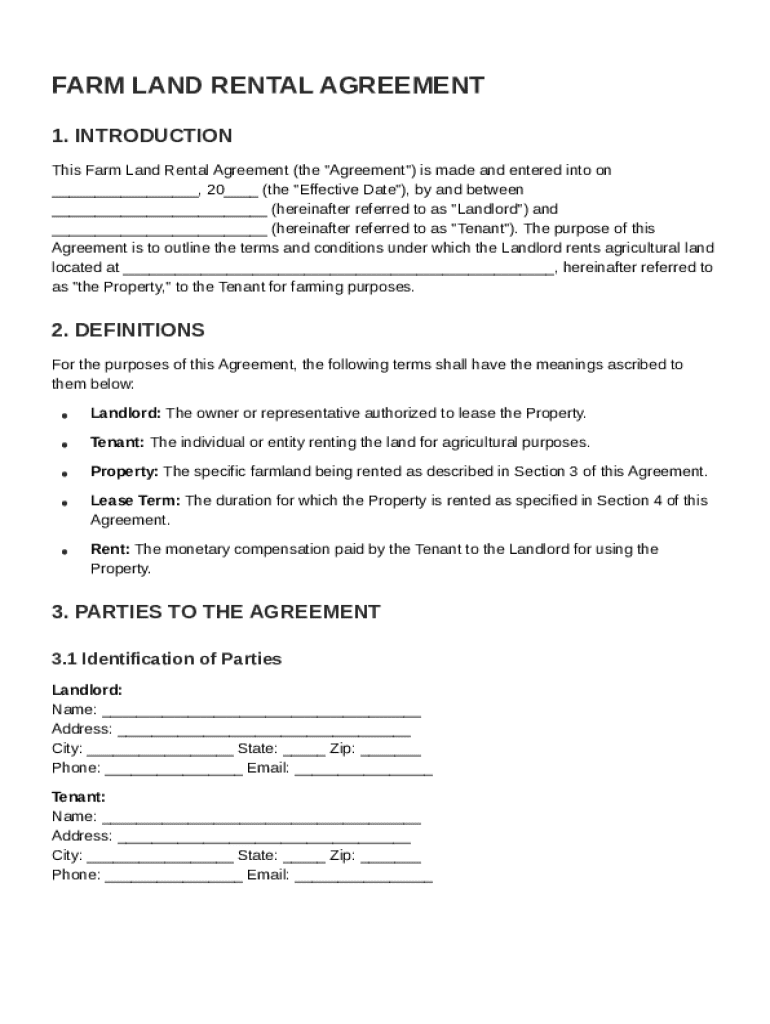 Farm Land Rent Contract Template: Fill out & sign online | DocHub