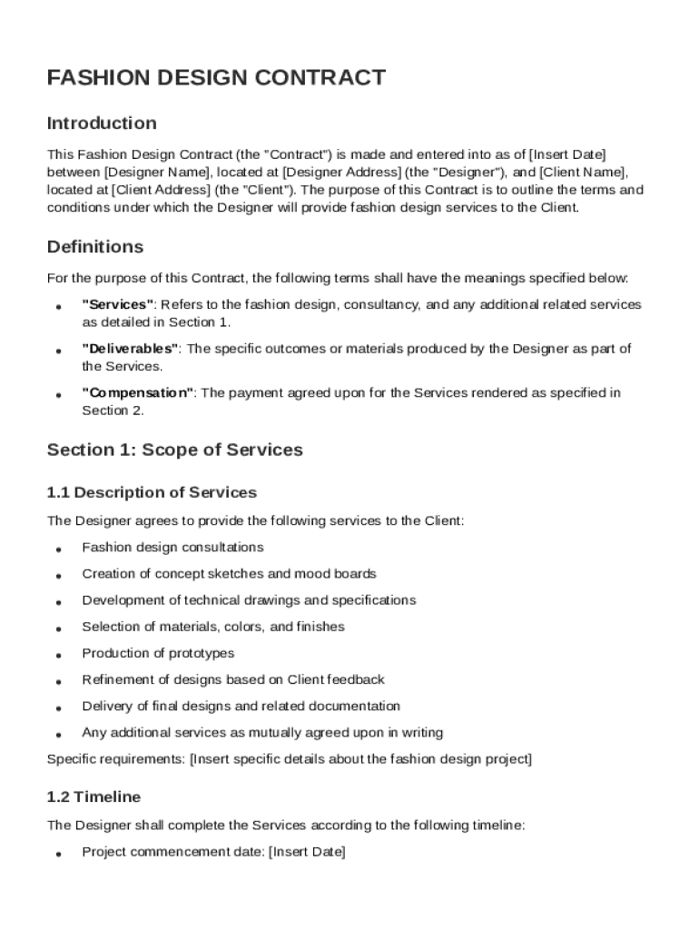 Fashion Design Contract Template: Fill out & sign online | DocHub