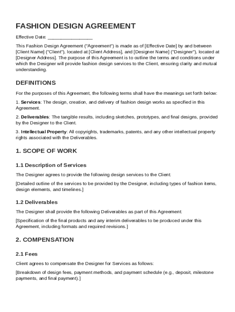 Fashion Design Fashion Designer Contract Template: Fill out & sign ...