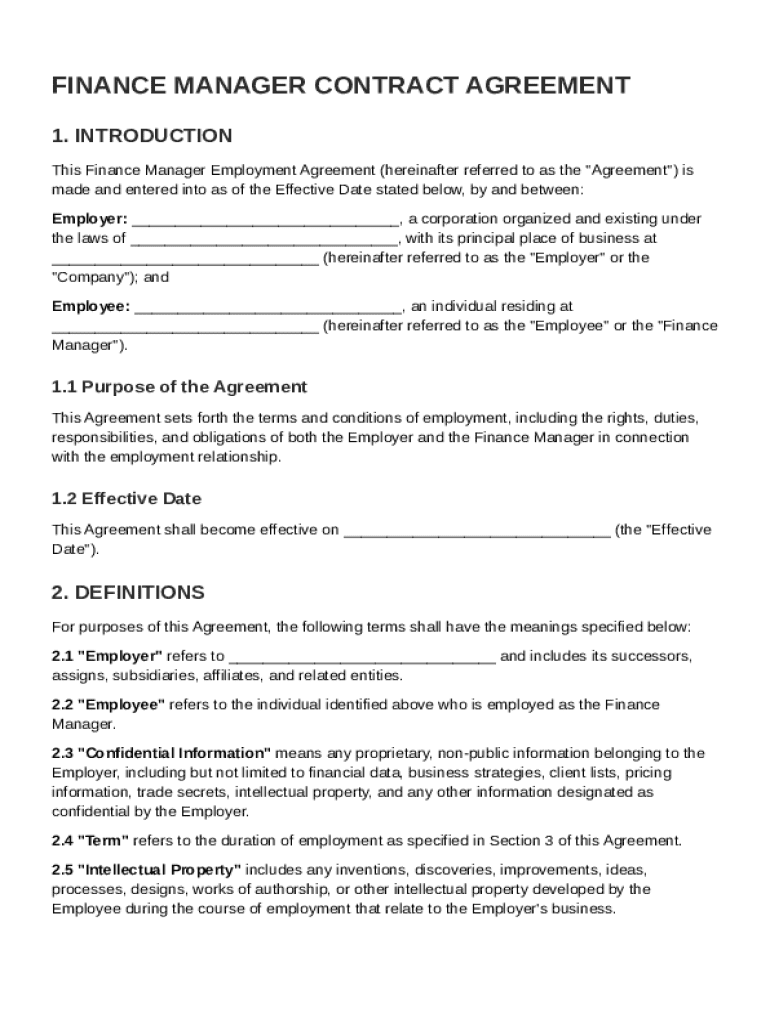 Finance Manager Contract Template: Fill out & sign online | DocHub