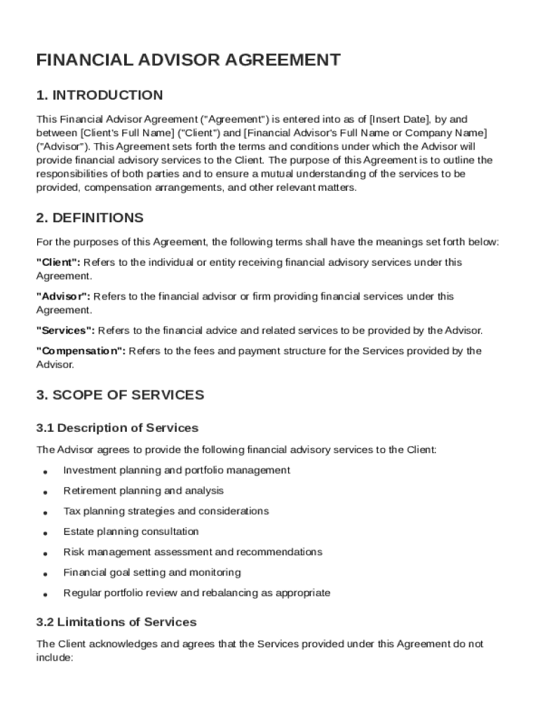 Financial Advisor Contract Template: Fill out & sign online | DocHub