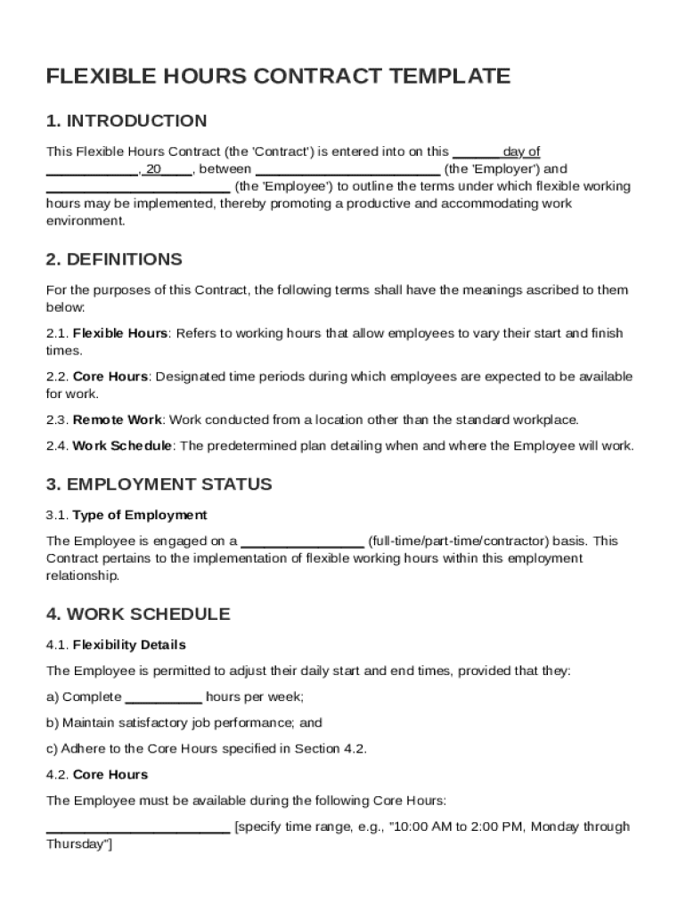 Flexible Hours Contract Template: Fill out & sign online | DocHub