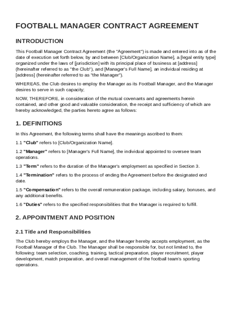 Football Manager Contract Template: Fill out & sign online | DocHub