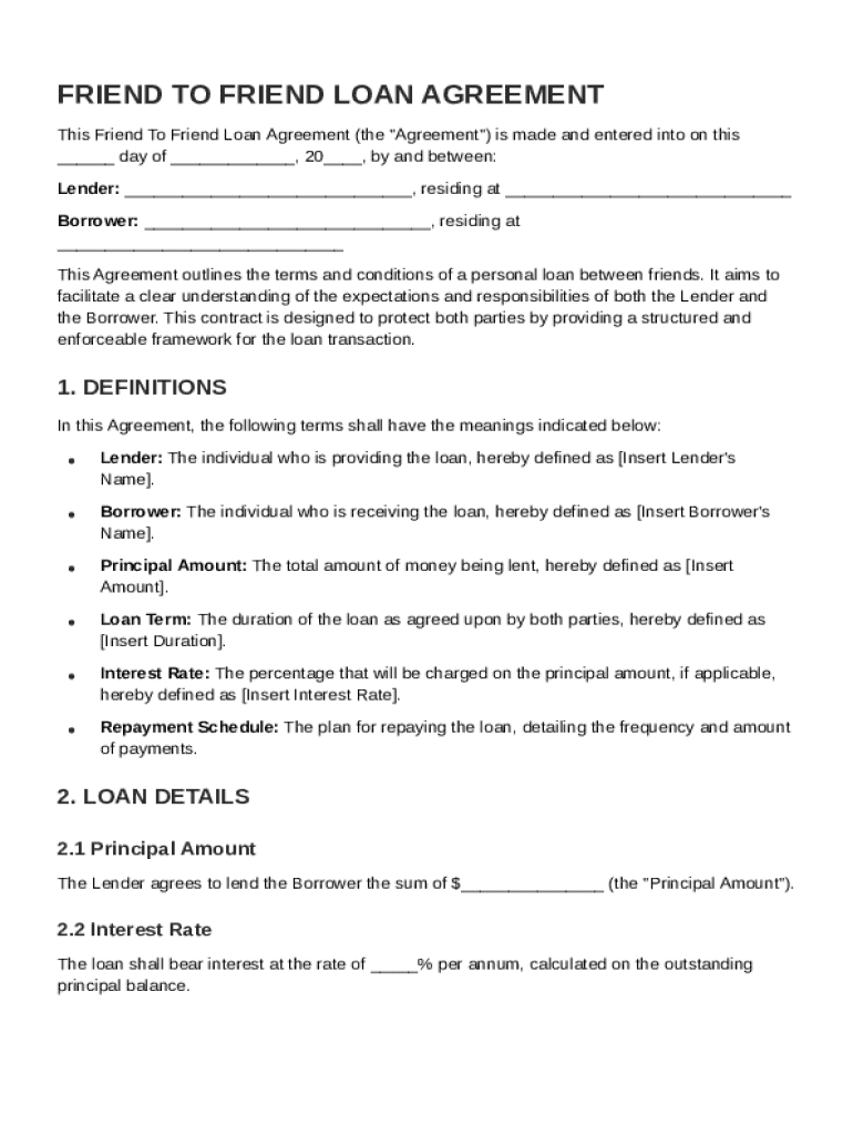 Friend To Friend Loan Contract Template: Fill out & sign online | DocHub